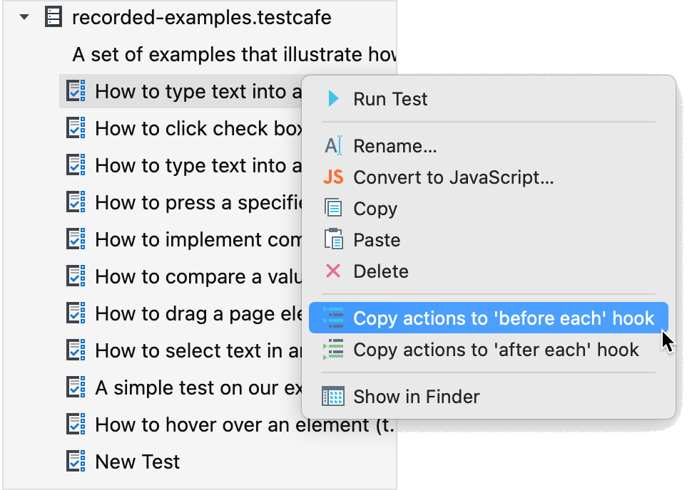 Hooks | TestCafe Studio | DevExpress Documentation