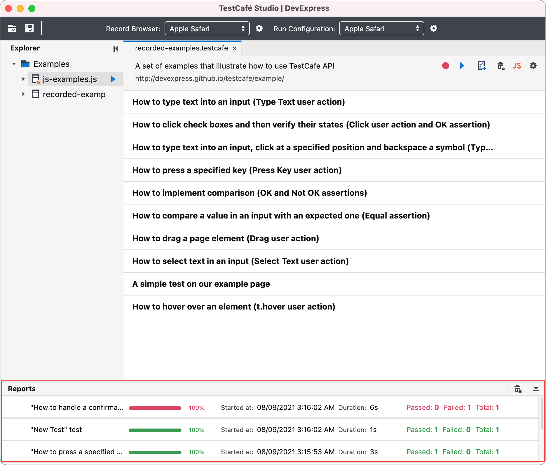 View Reports | TestCafe Studio | DevExpress Documentation