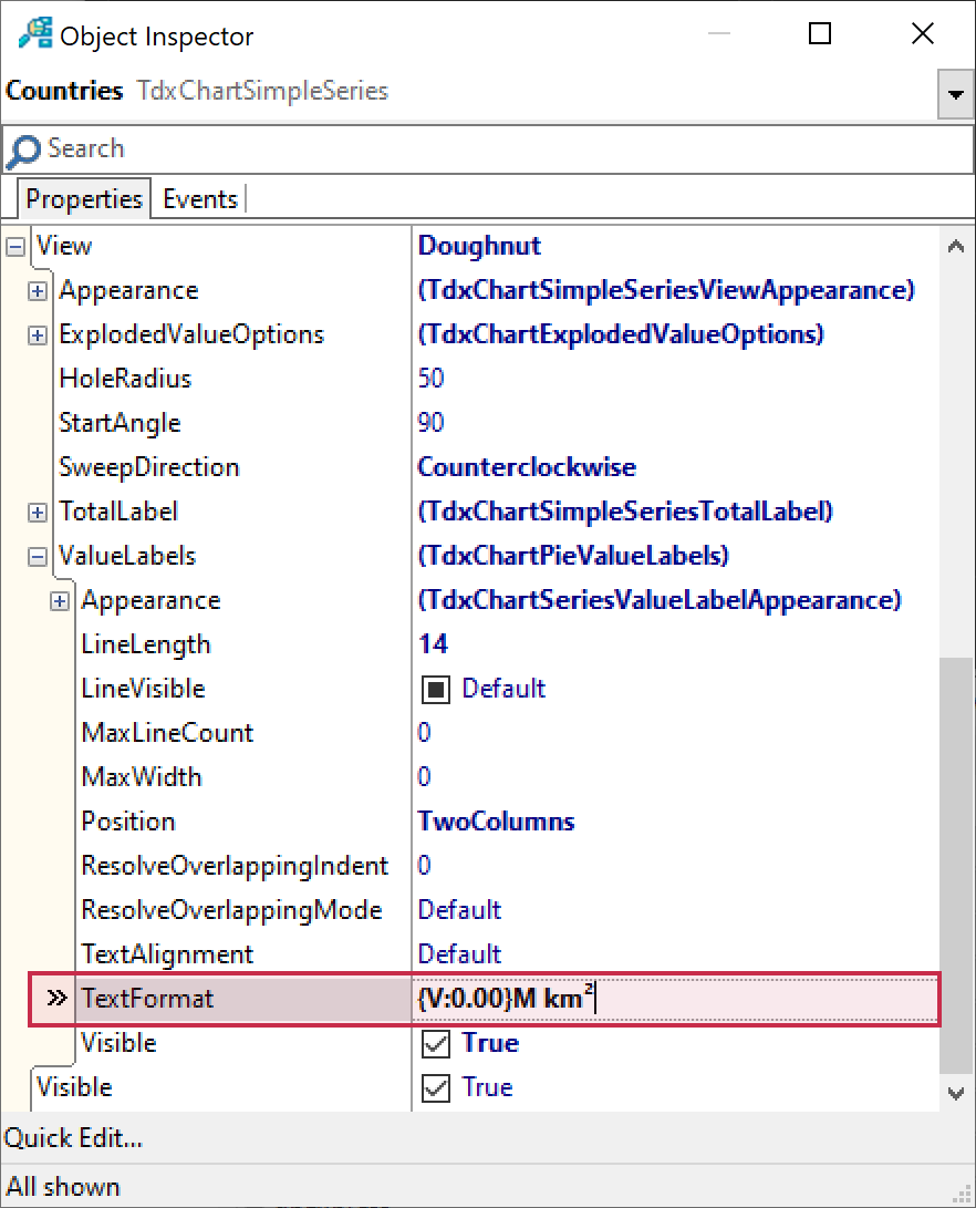 Vcl Charts Doughnut View Tutorial Step 2 Configure Value And Total Labels Vcl Devexpress