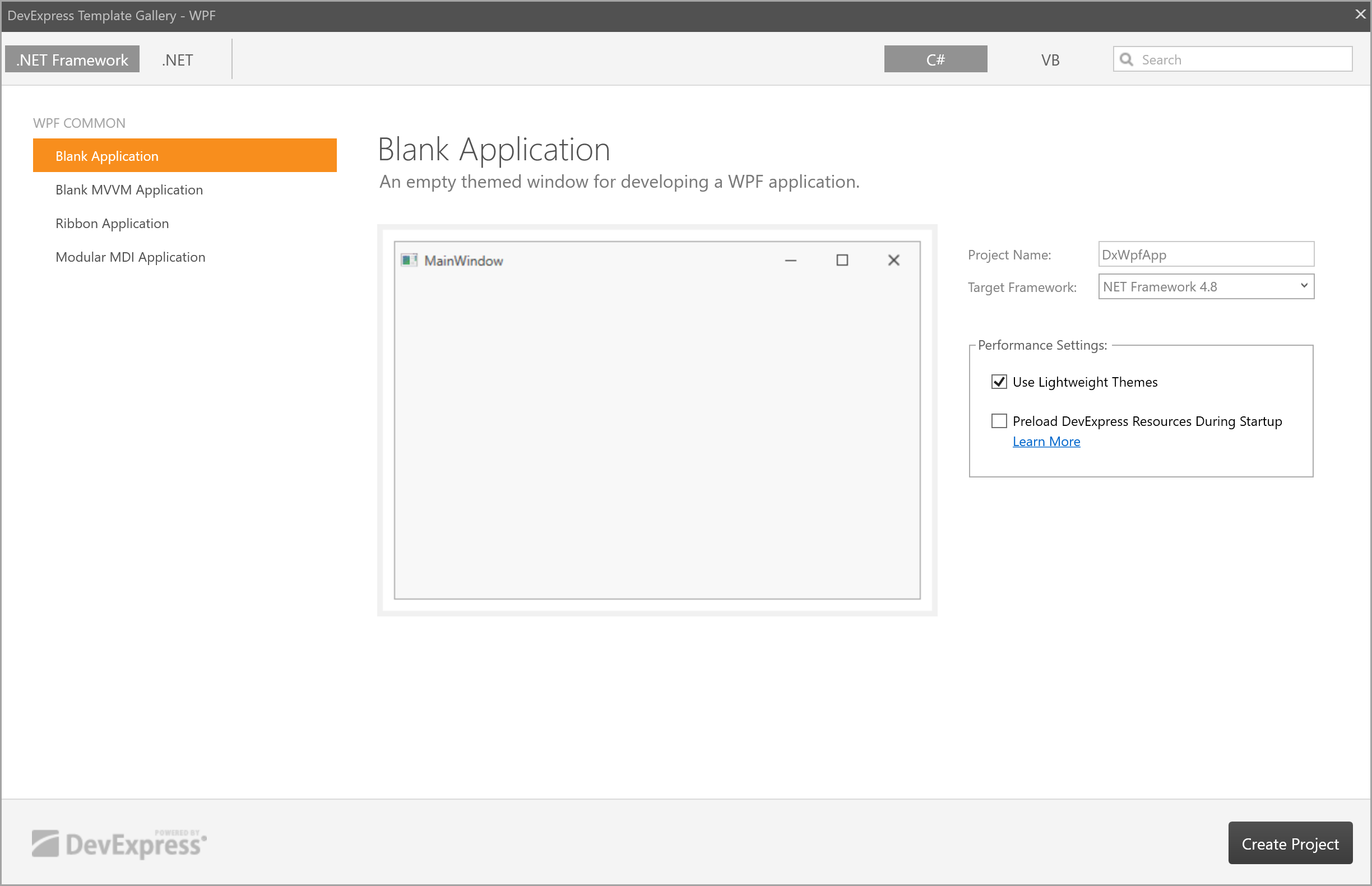 Template Gallery (.NET Framework) | WPF Controls | DevExpress Documentation