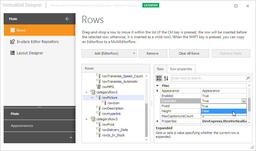 Expanding And Collapsing Rows Winforms Controls Devexpress Documentation