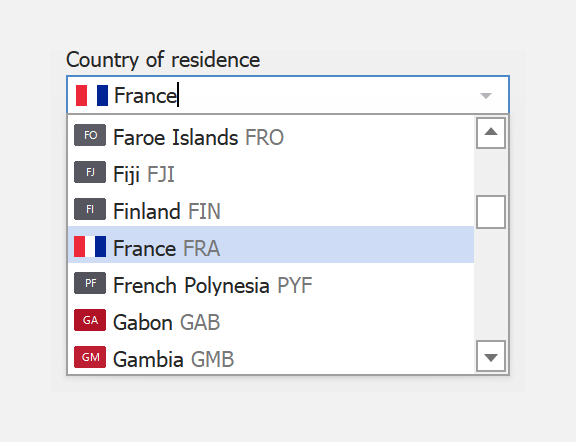 Country Chooser | WinForms Controls | DevExpress Documentation