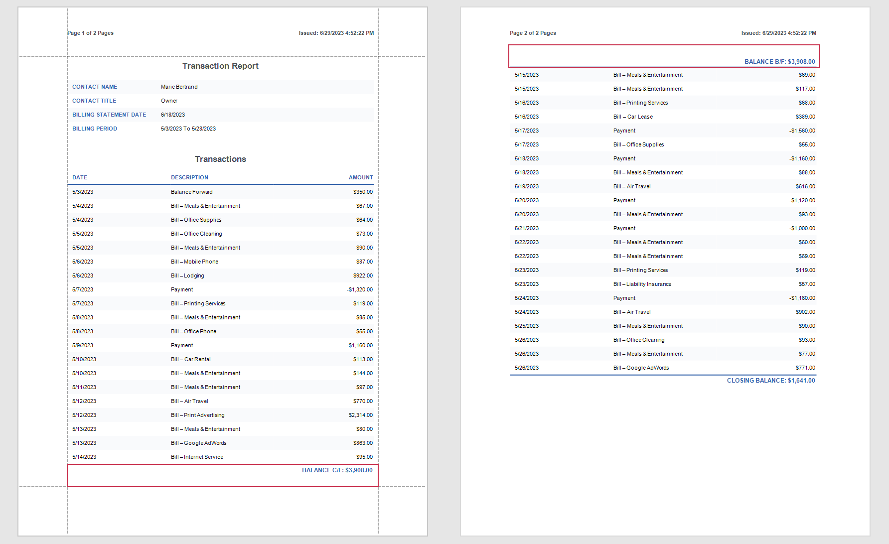 Calculate Carried Forward/Brought Forward | .NET Reporting Tools ...