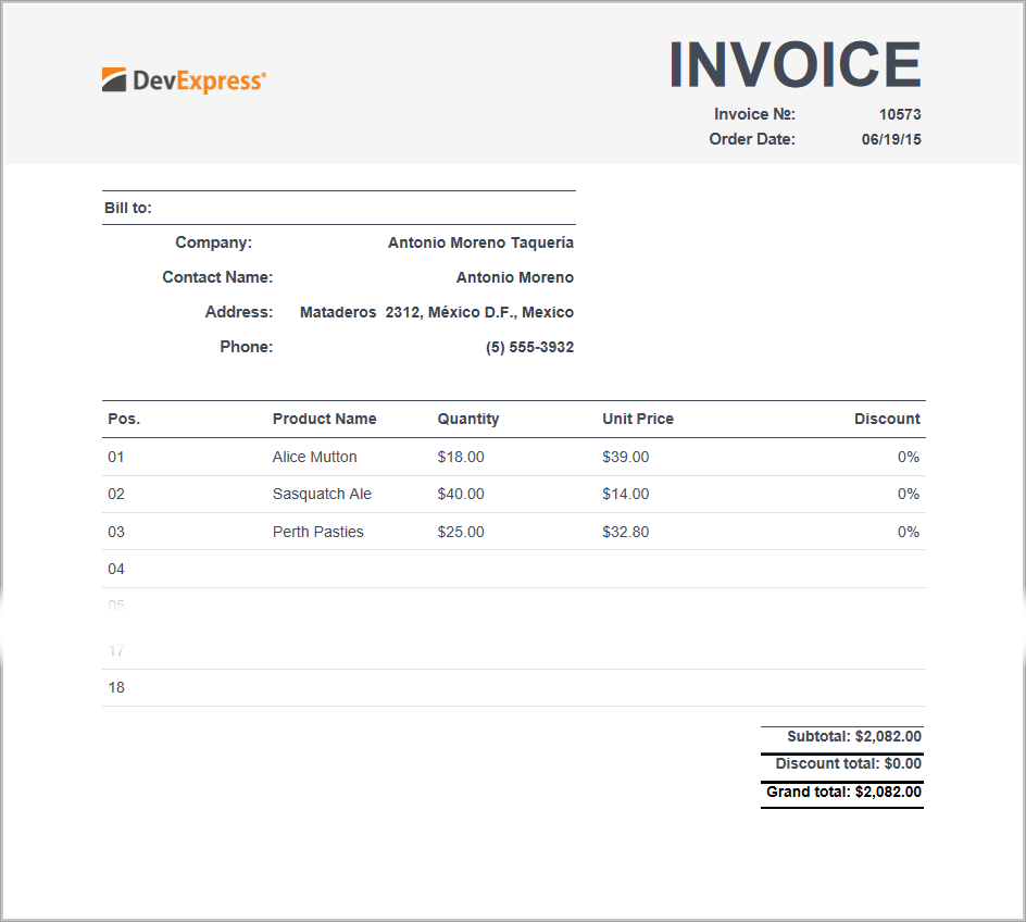 Create an Invoice in the Visual Studio Report Designer | .NET Reporting ...