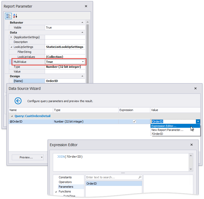 Query Parameters Net Reporting Tools Devexpress Documentation 8011