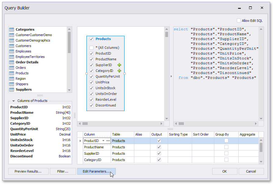 Passing Parameter Values To A Data Source Query Net Reporting Tools 3880