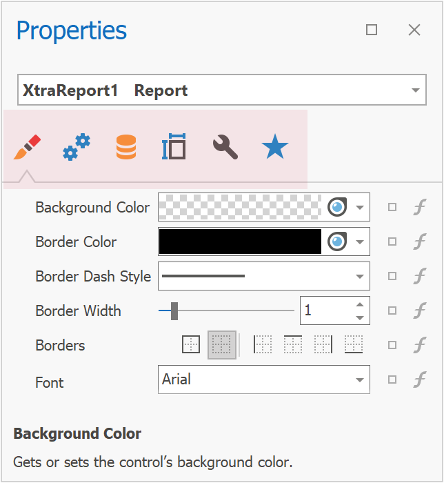 Properties Window | .NET Reporting Tools | DevExpress Documentation