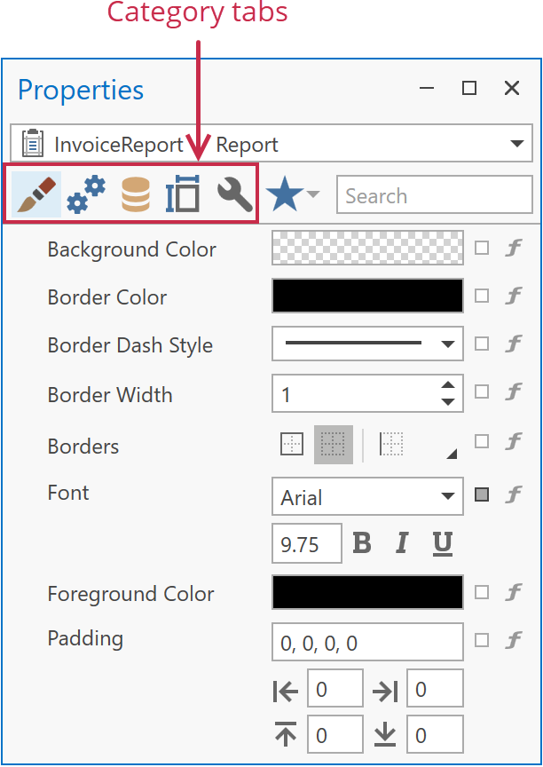 Properties Window | .NET Reporting Tools | DevExpress Documentation