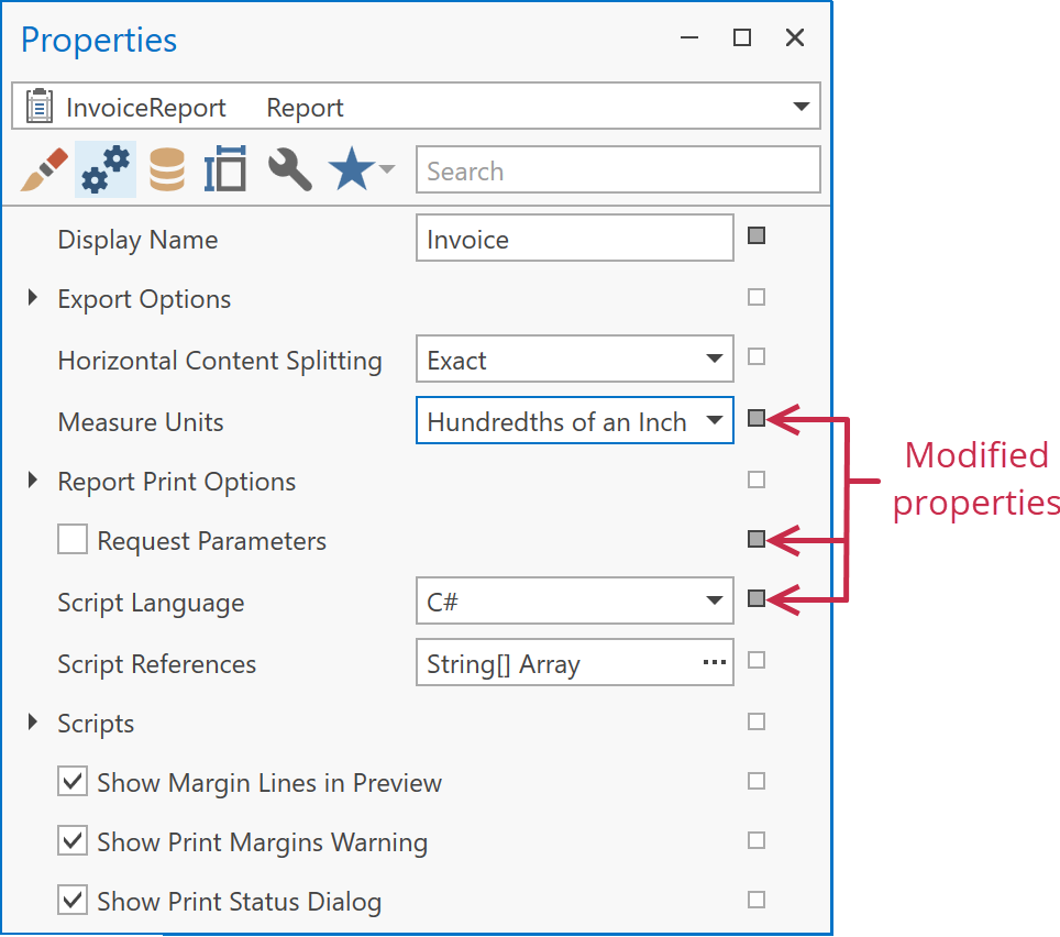 Properties Window | .NET Reporting Tools | DevExpress Documentation