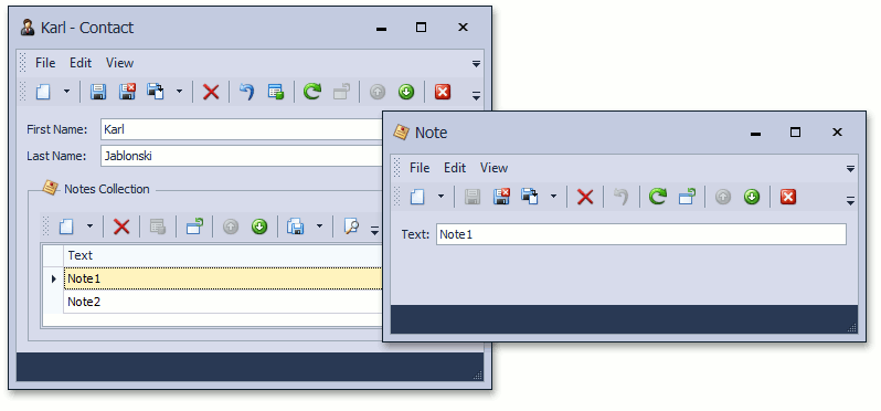 Relationships Between Entities In Code And Ui Xaf Cross Platform Net App Ui And Web Api