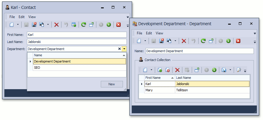 Relationships Between Entities In Code And Ui Xaf Cross Platform Net App Ui And Web Api