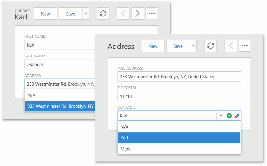 Relationships Between Entities In Code And Ui Xaf Cross Platform Net App Ui And Web Api